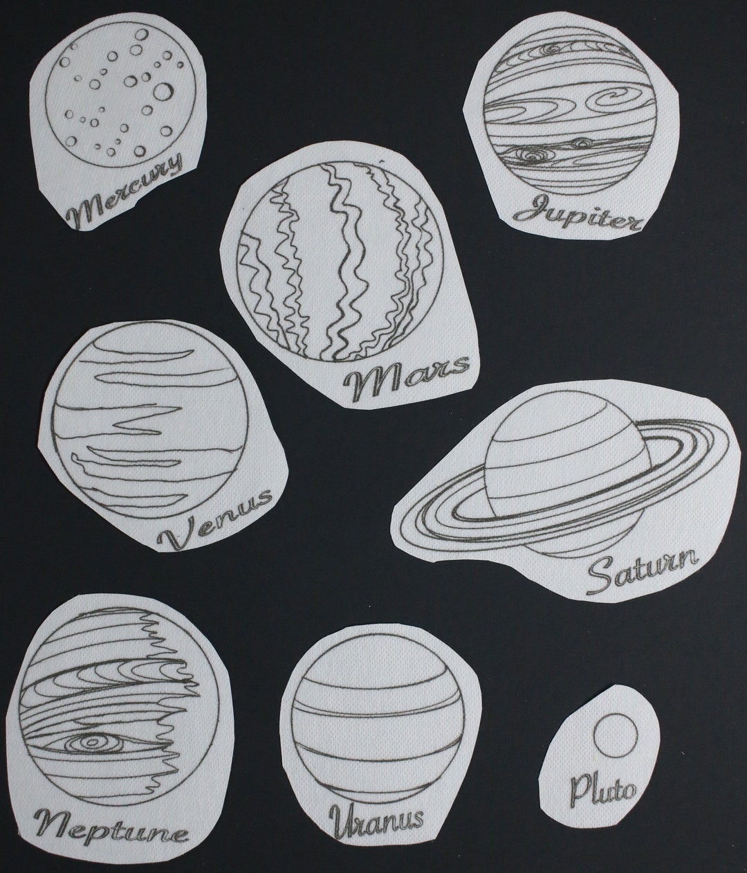 Cosmic Embroidery Sticker Patterns : Solar System, the Planets Hand ...