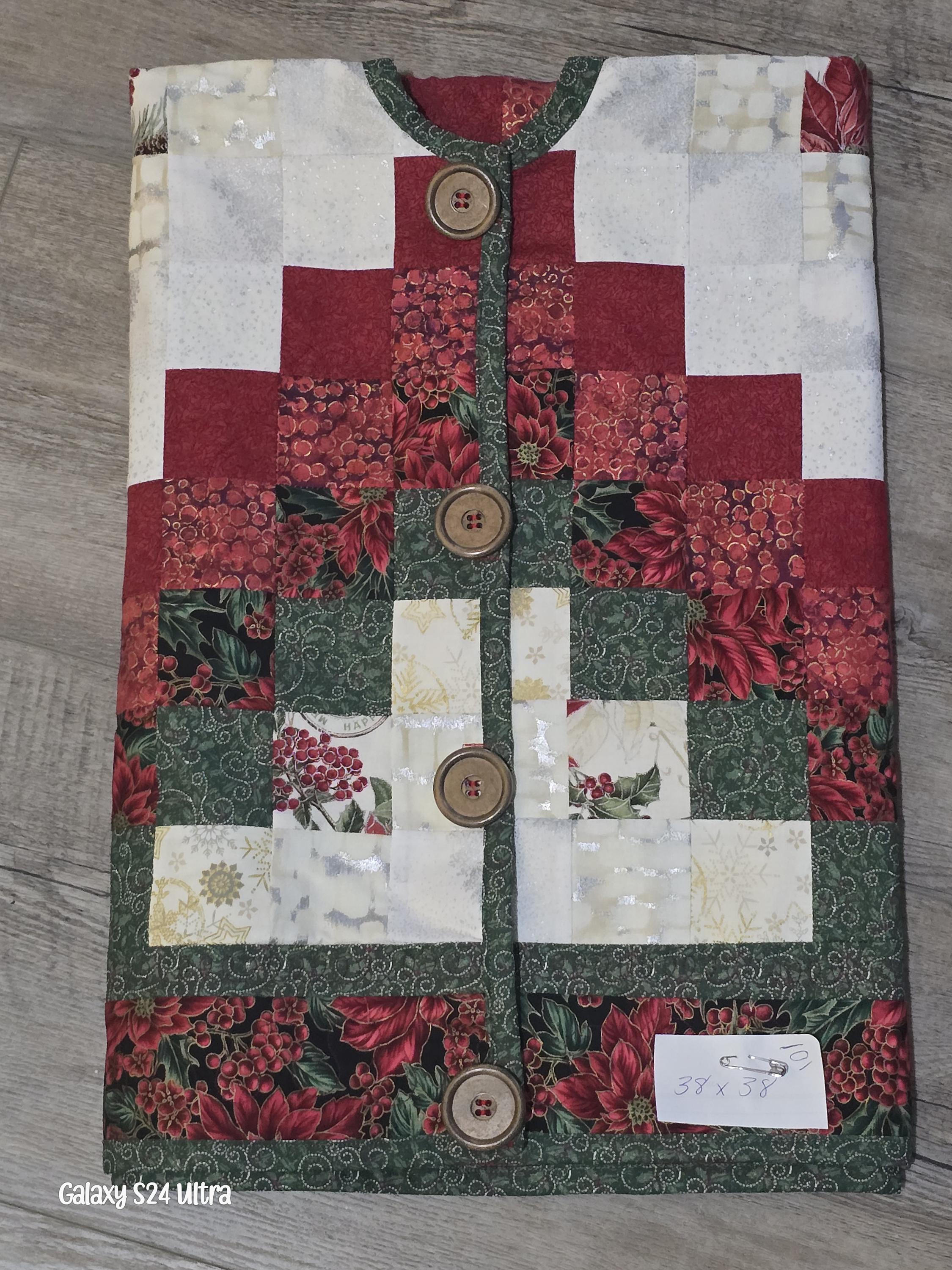 Tree Skirt, Square Made With 256 Squares Light Maroon, Green, White ...