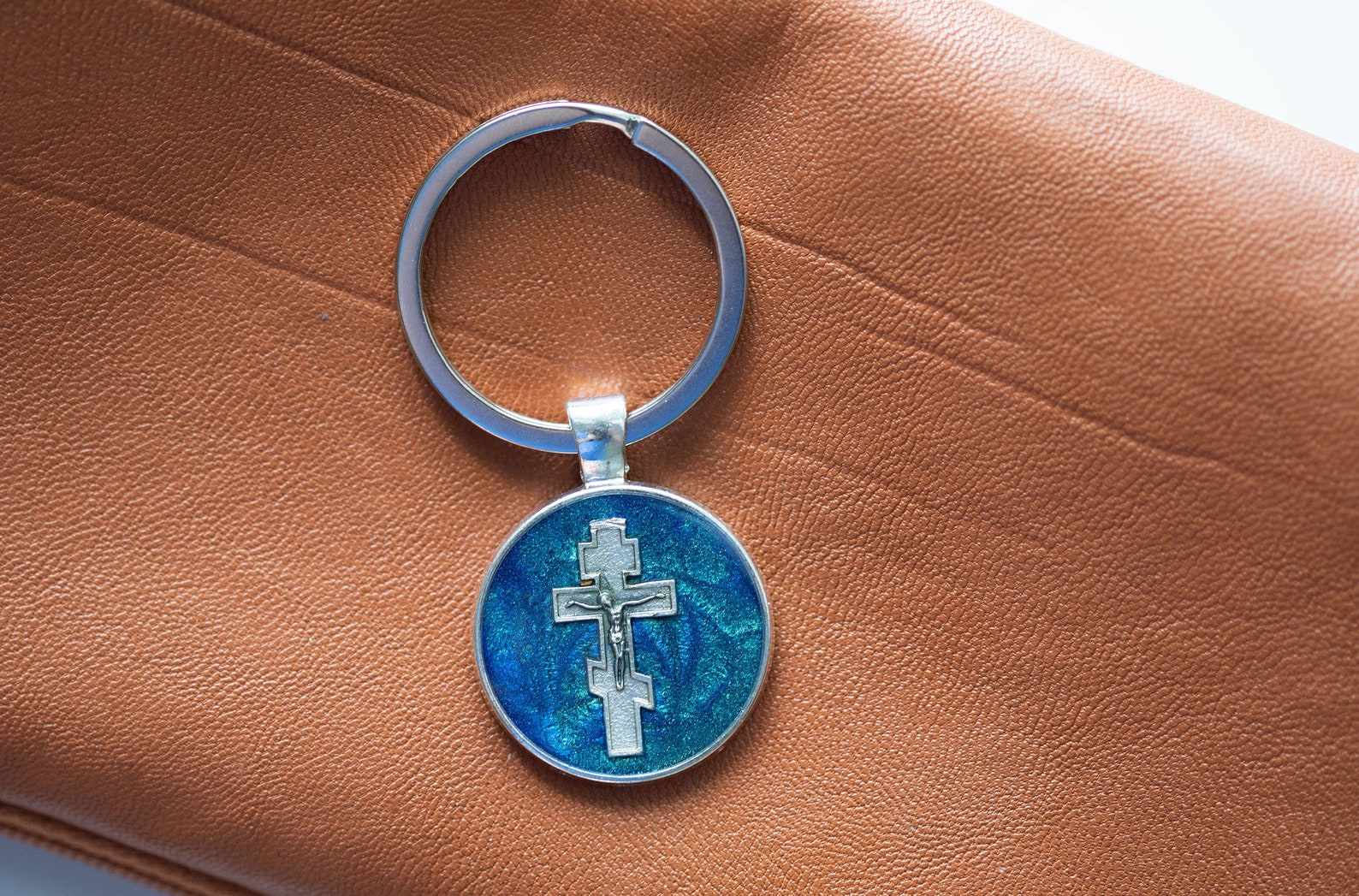 Orthodox Cross Byzantine Cross Keychain Resin Blue | Etsy