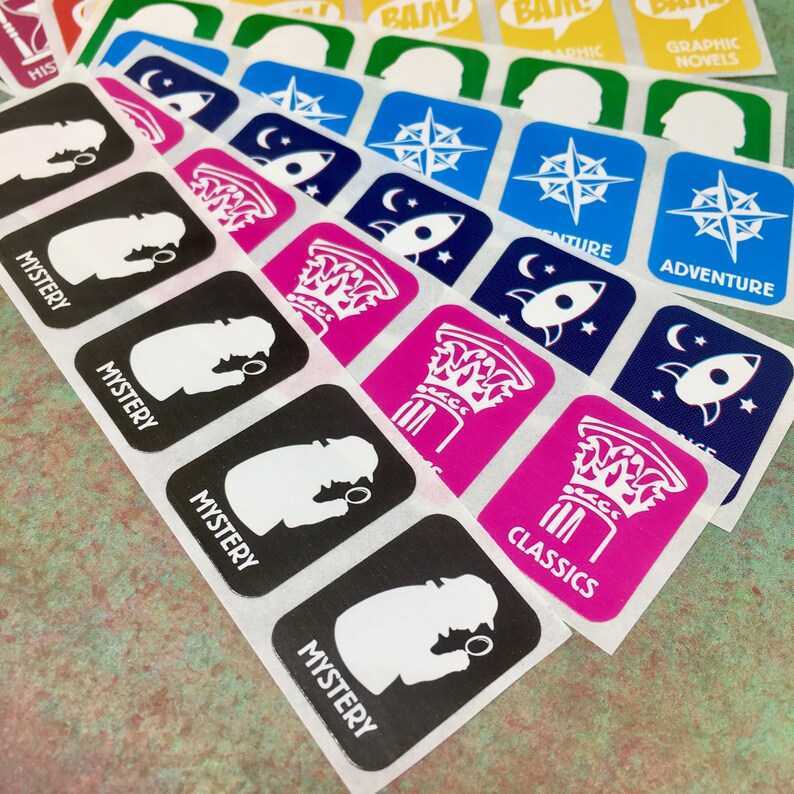 Bibliotheek genre labels-bibliotheek boek genre stickers-Home | Etsy