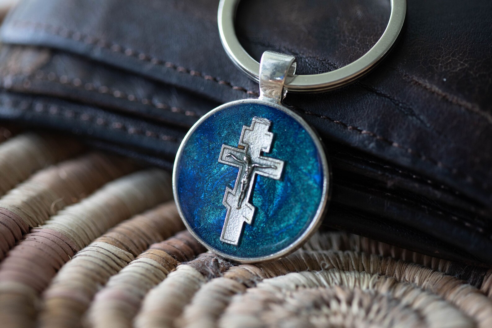 Orthodox Cross Byzantine Cross Keychain Resin Blue | Etsy