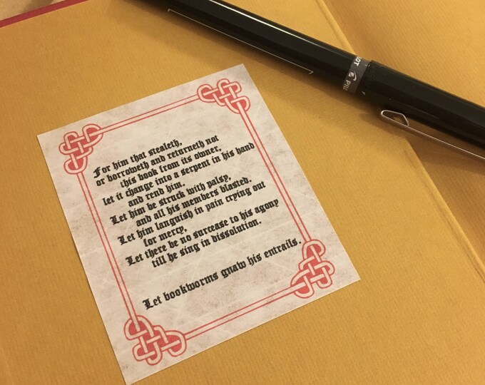 Medieval Book Curse Bookplates 10 Pack - Etsy