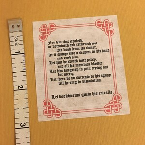 Medieval Book Curse Bookplates 20 Pack - Etsy