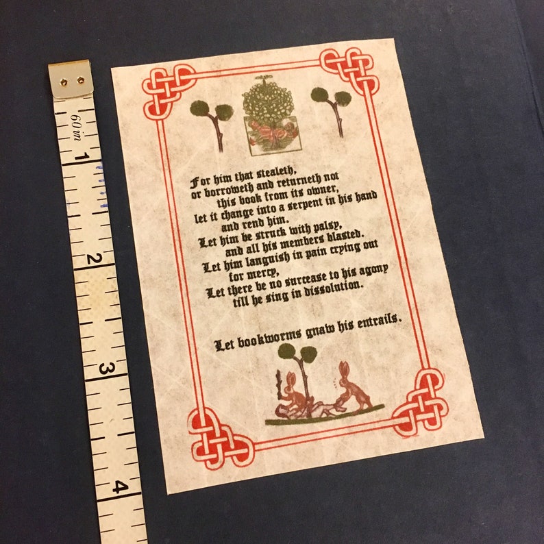 Médiéval livre malédiction ex-libris éclairé manuscrit 10 pack | Etsy