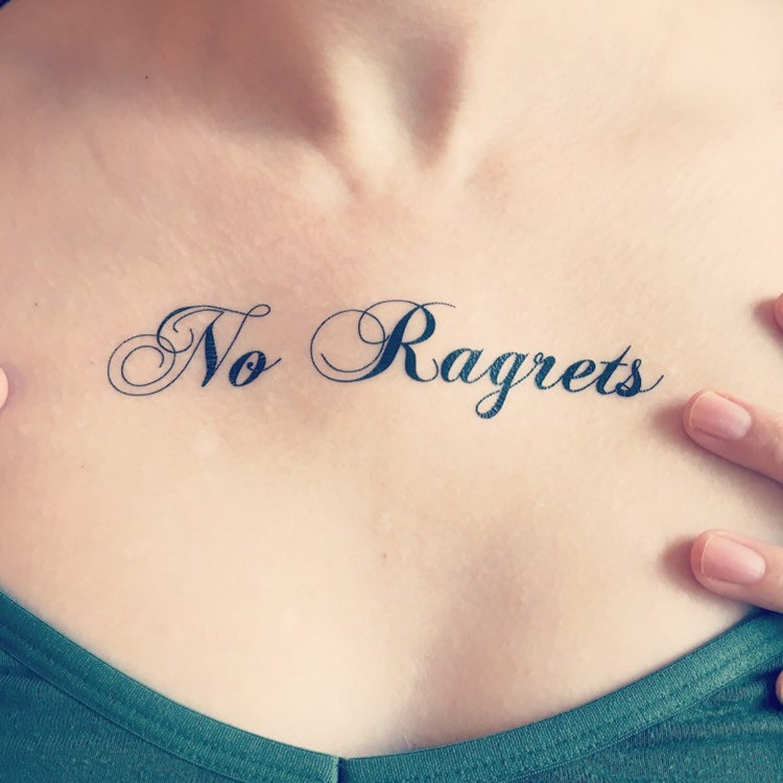 No Ragrets Temporary Tattoo Slacker Halloween Costume Etsy
