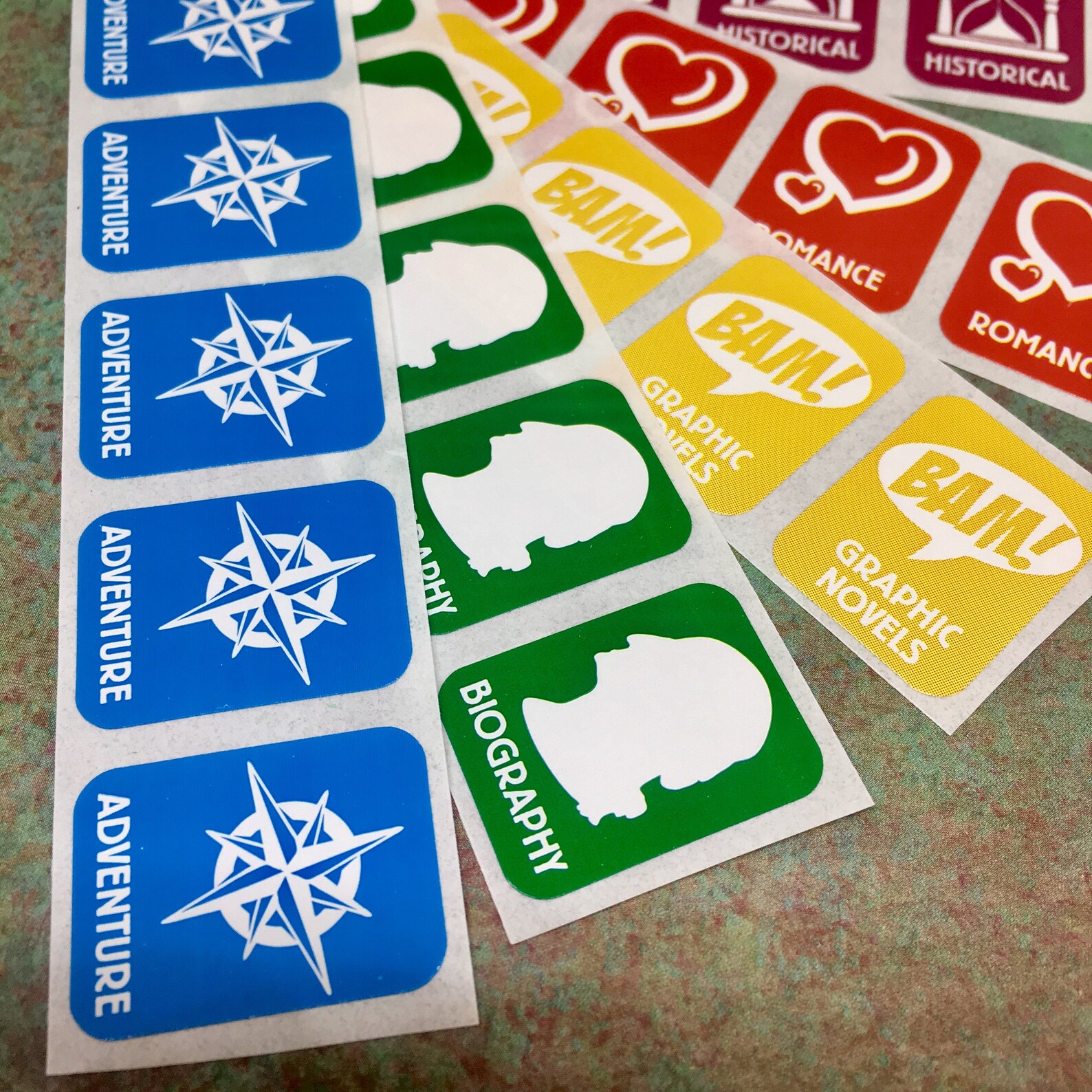 Library genre labels Library book genre stickers home | Etsy