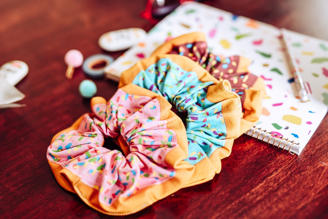 Donut Scrunchie, Cotton Hair Accessory, Gift for Women, Bridesmaid Gift ...