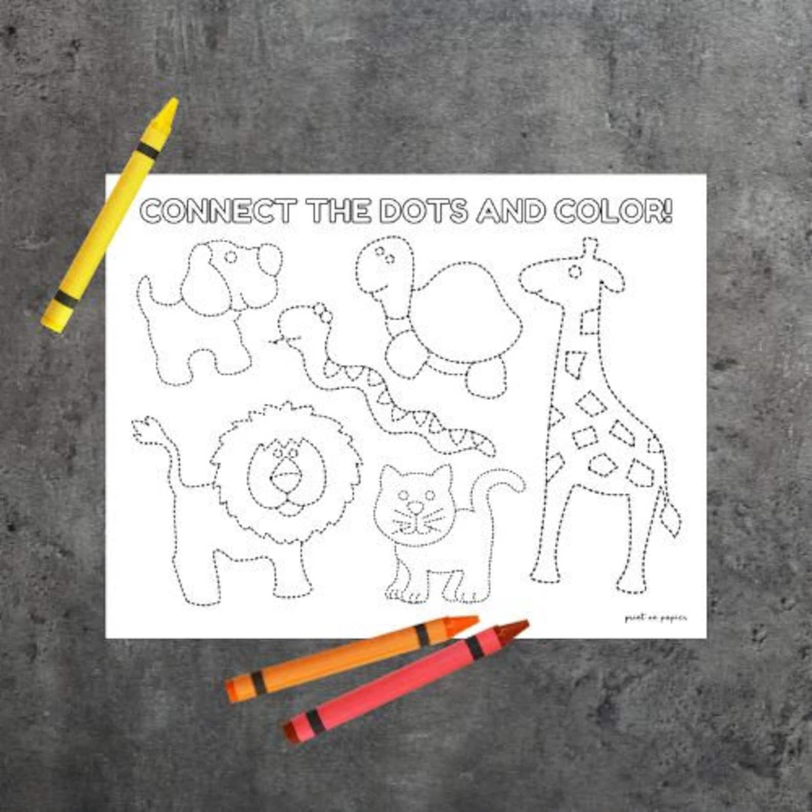 Connect the Dots Animal Coloring and Activity Page - Etsy