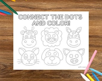 Connect the Dots Animal Coloring and Activity Page - Etsy