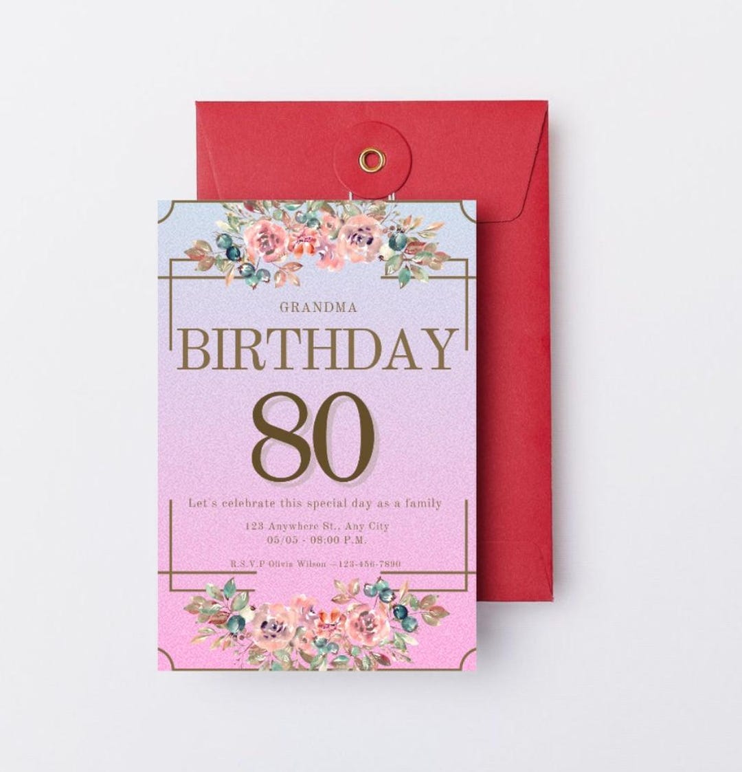 Grand Parents Birthday Invitation Card Templates - Etsy