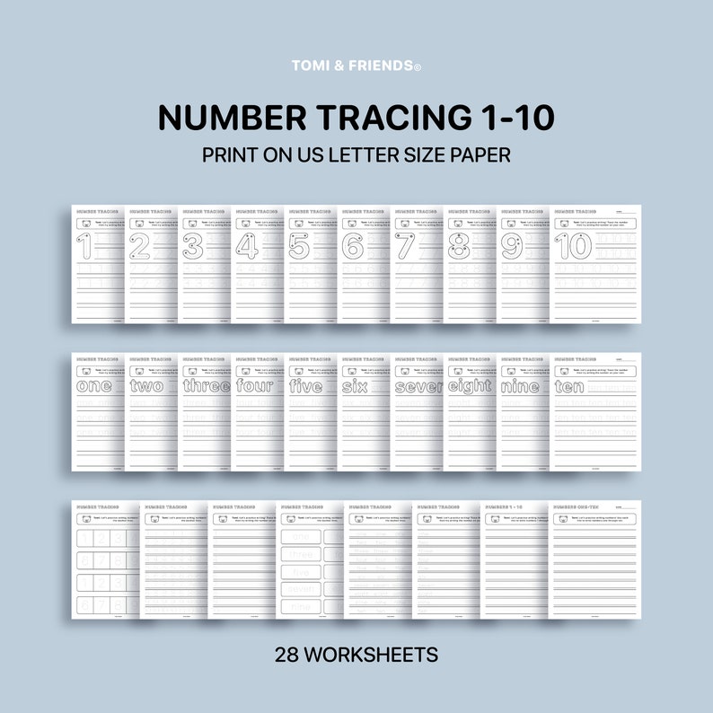 Number Tracing Worksheets for Preschool, Kindergarten, Homeschool ...