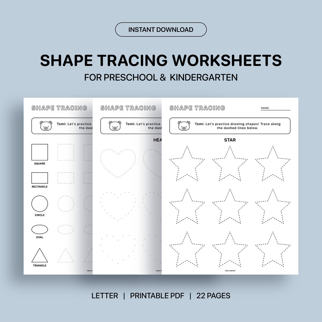 Shape Tracing Worksheets for Preschool/kindergarten Shape Recognition ...