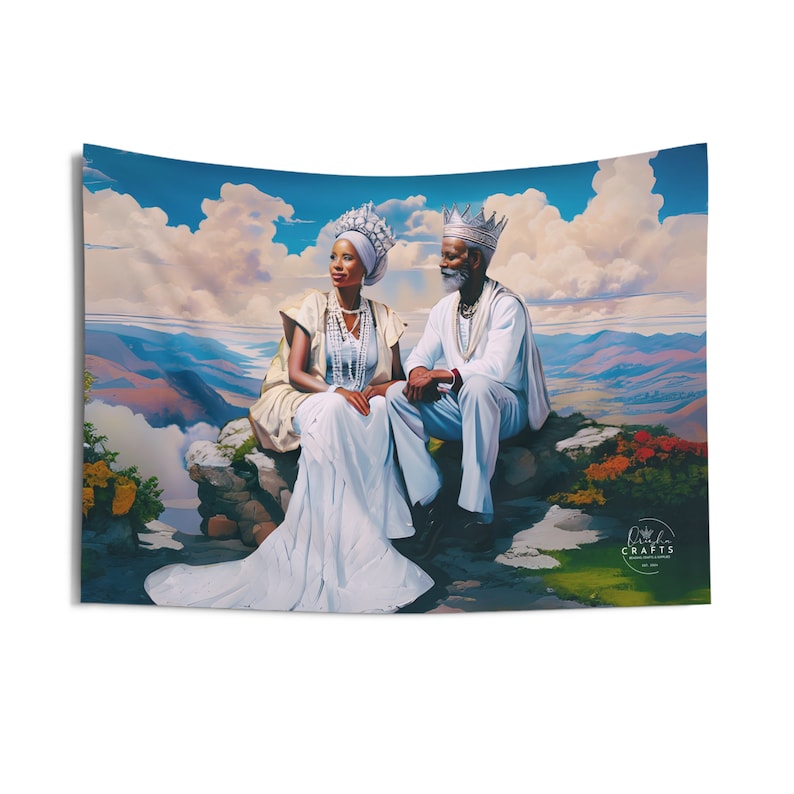 Orishas Oshanla and Obatala Indoor Wall Tapestry, Polyester Mountain ...