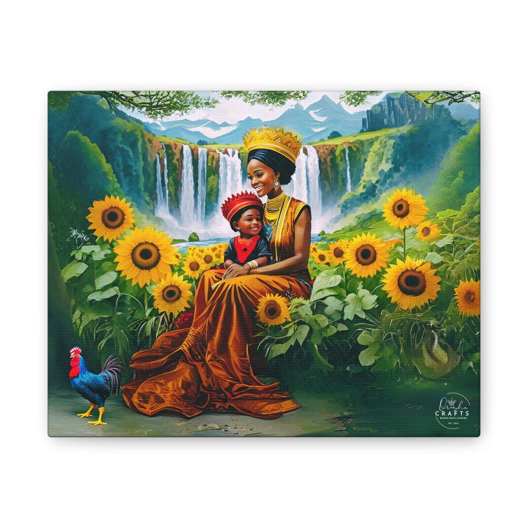 Canvas Wall Art, Orishas Oshun and Elegua Painting, African Deities ...
