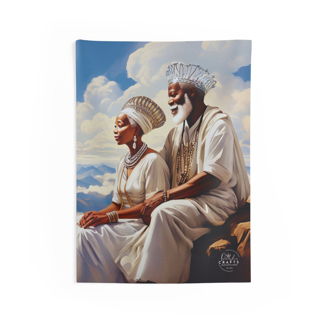 Orishas Oshanla & Obatala Indoor Wall Tapestry, Polyester Mountain ...