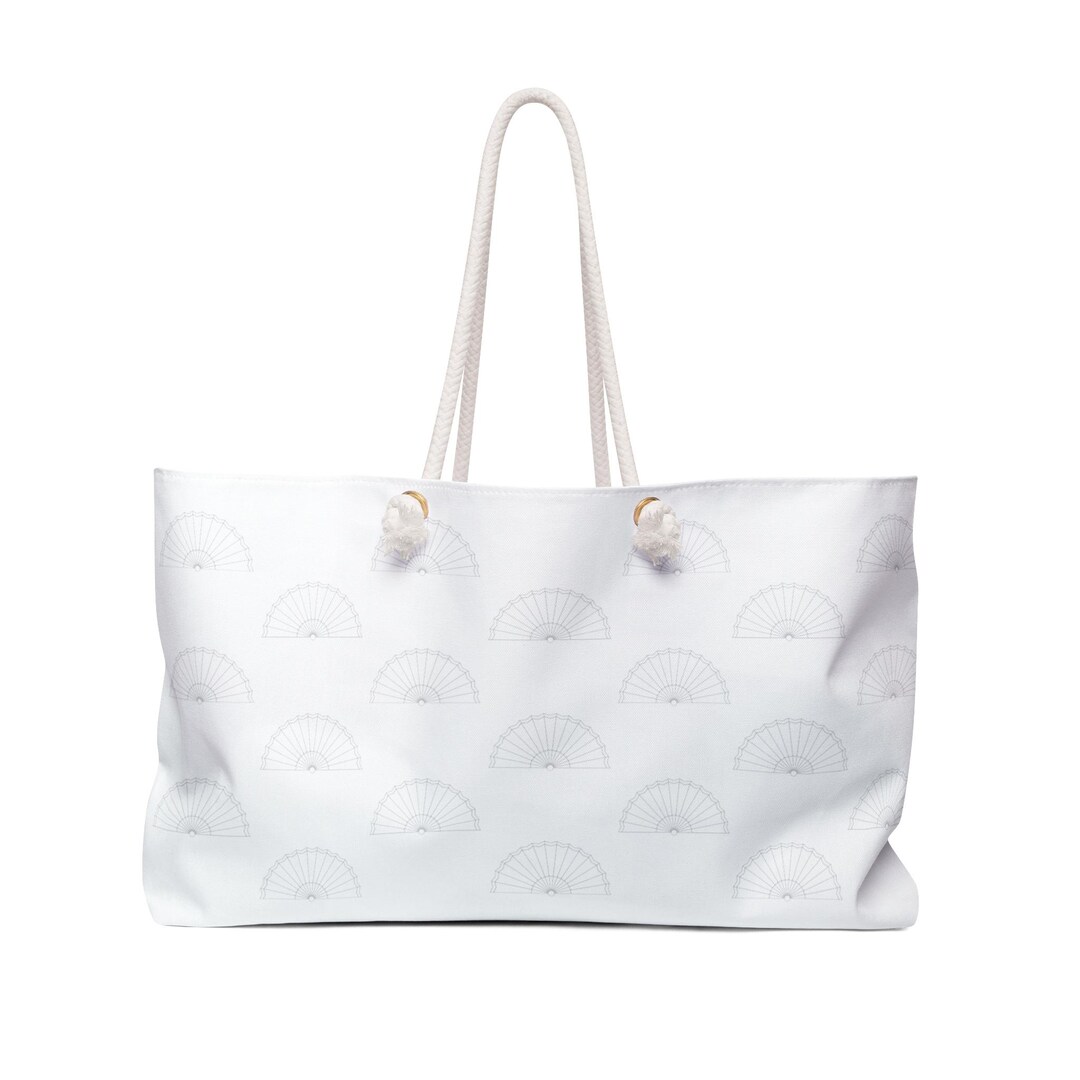 White Weekender Bag: Iyawo Fan Design, Travel Tote (24" X13") - Etsy