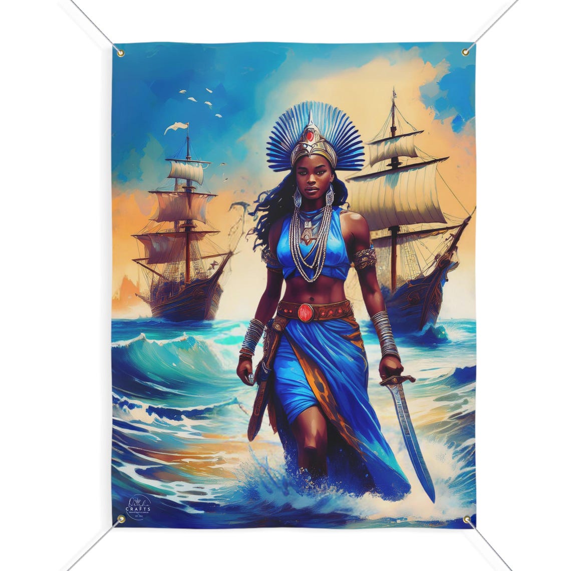 Yemaya Okute Banner: Santeria African Ocean Goddess Decor - Etsy