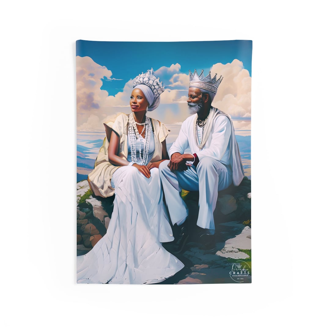 Orishas Oshanla and Obatala Indoor Wall Tapestry, Polyester Mountain ...