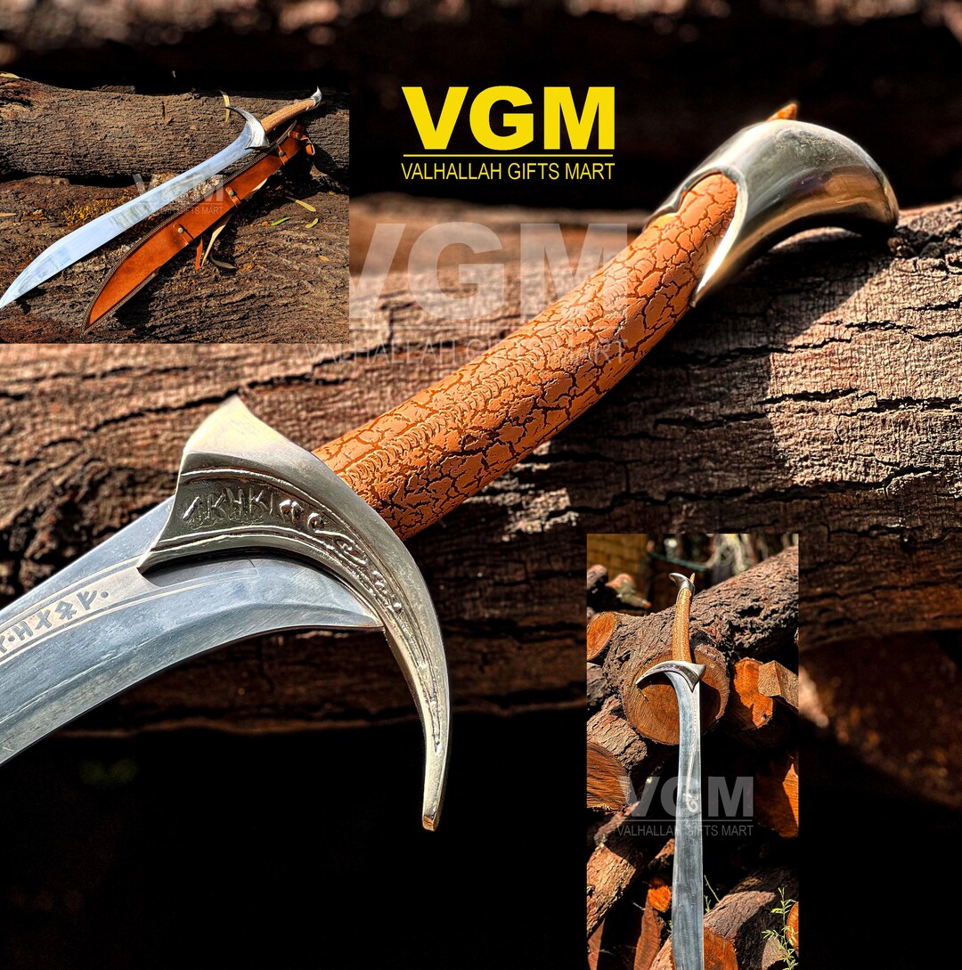 The Hobbit Orcrist Hand Forged Sword OF THORIN OAKENSHIELD With Leather ...
