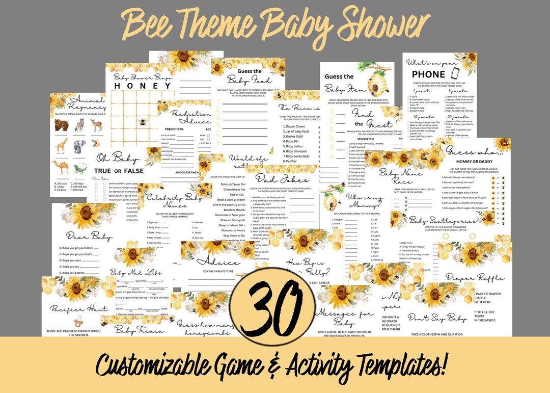 Baby Shower Bee Themed Games & Activities! - Etsy