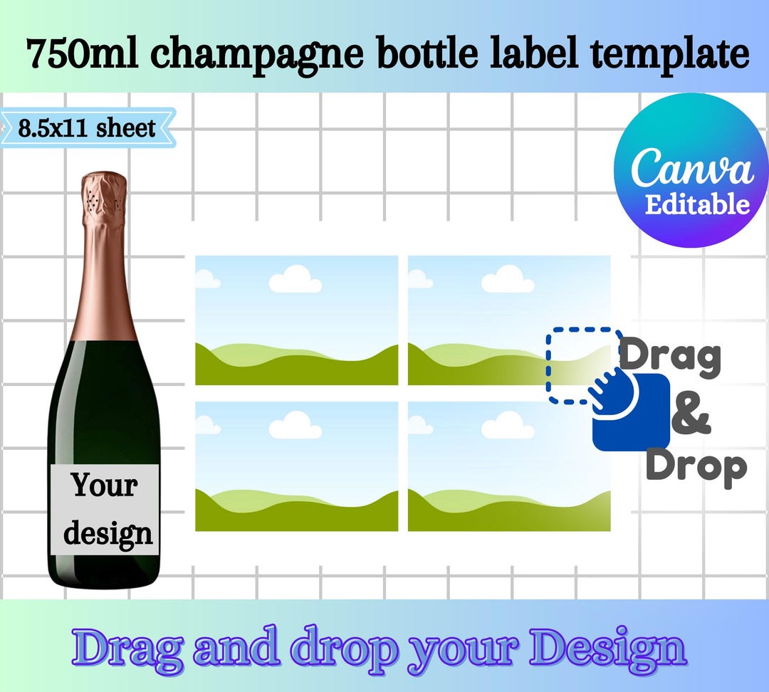 750ml Champagne Bottle Label Template, Champagne Label, Champagne ...