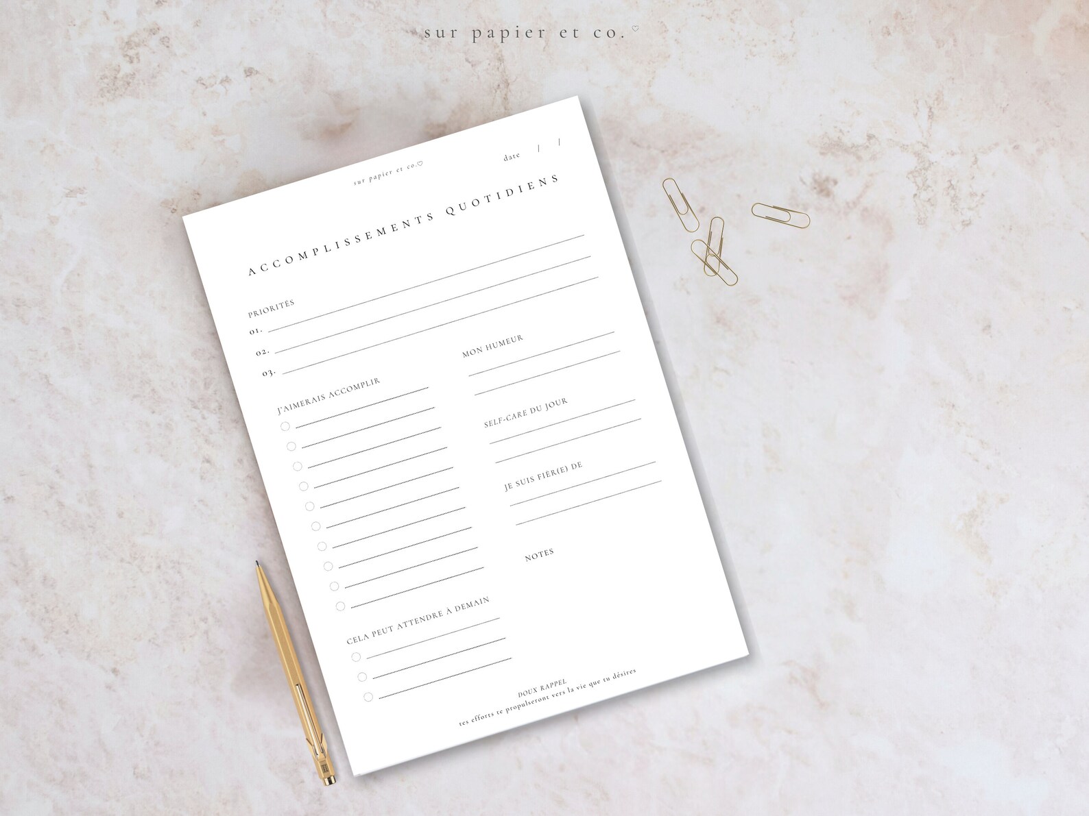 Daily to Do List French Daily Checklist Printable Routine Checklist ...