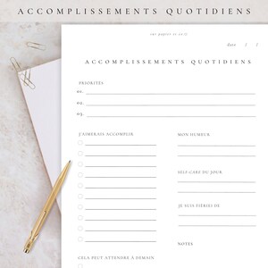 Daily to Do List French Daily Checklist Printable Routine Checklist ...