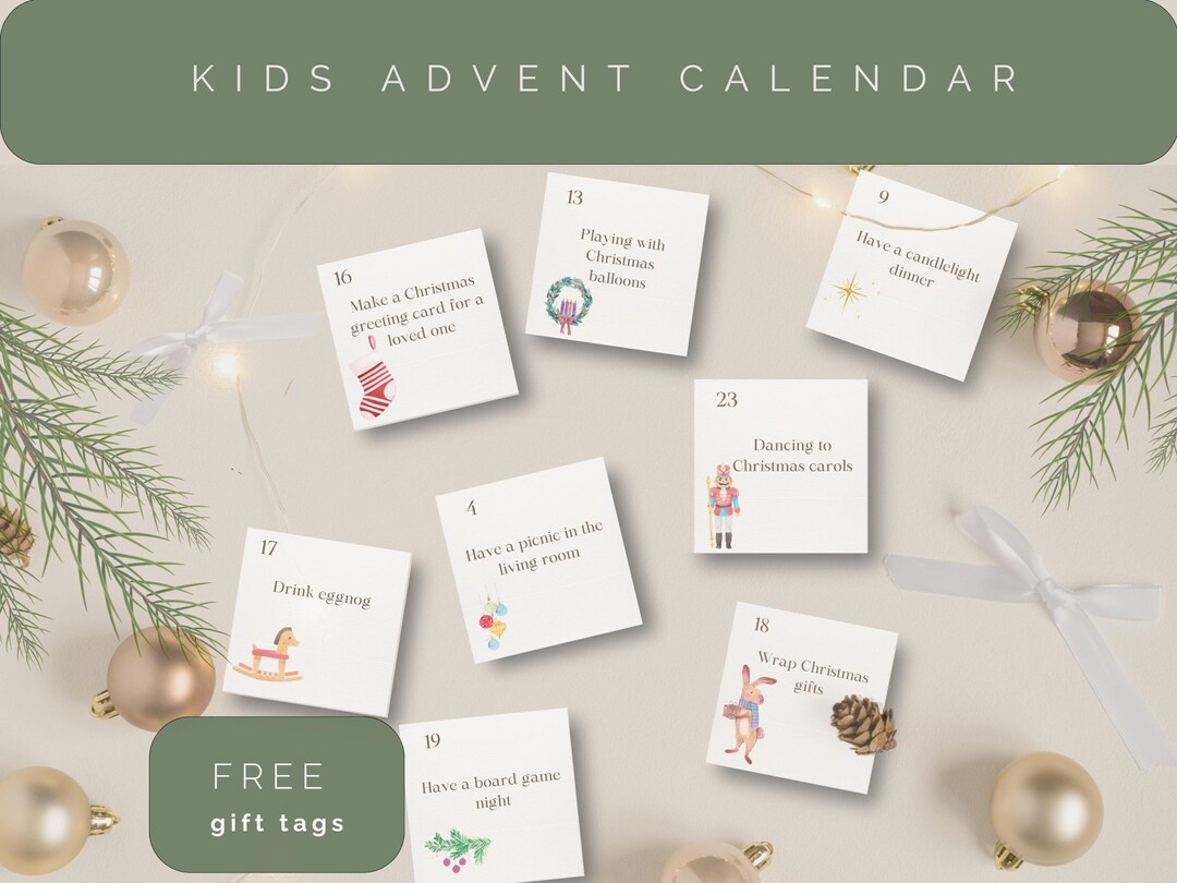 Advent Calendar for Kids Printable Dated Advent Calendar DIY Advent ...