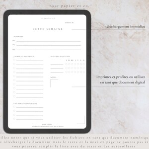 Weekly to Do List French Printable Checklist for Weekly Routine Planner ...