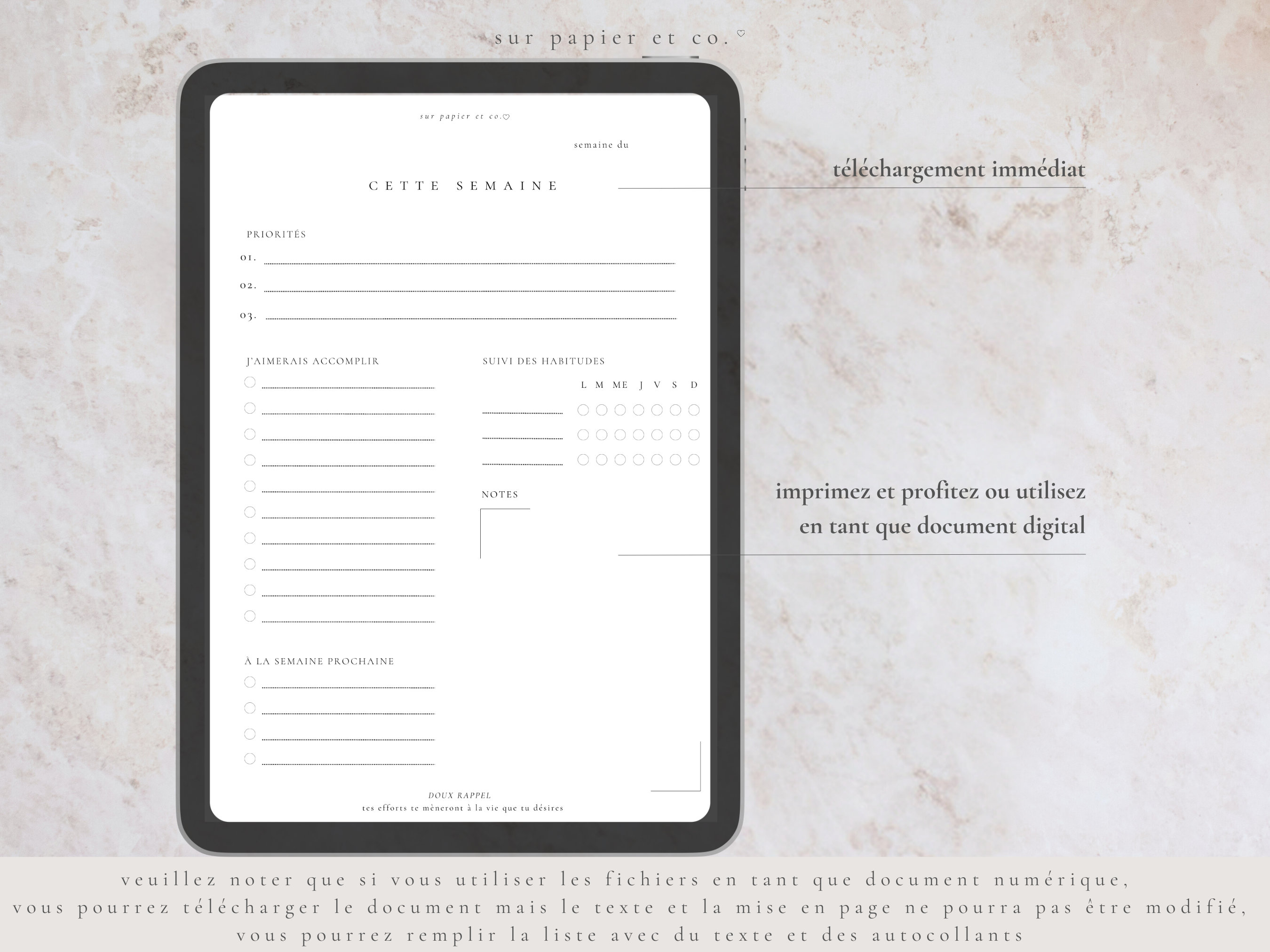Weekly to Do List French Printable Checklist for Weekly Routine Planner ...