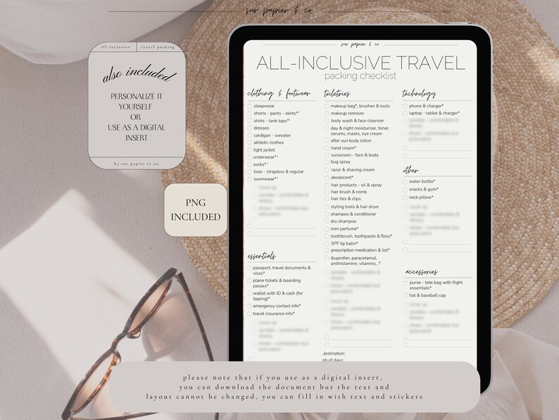 All Inclusive Luggage List for Vacation Editable Packing List for ...