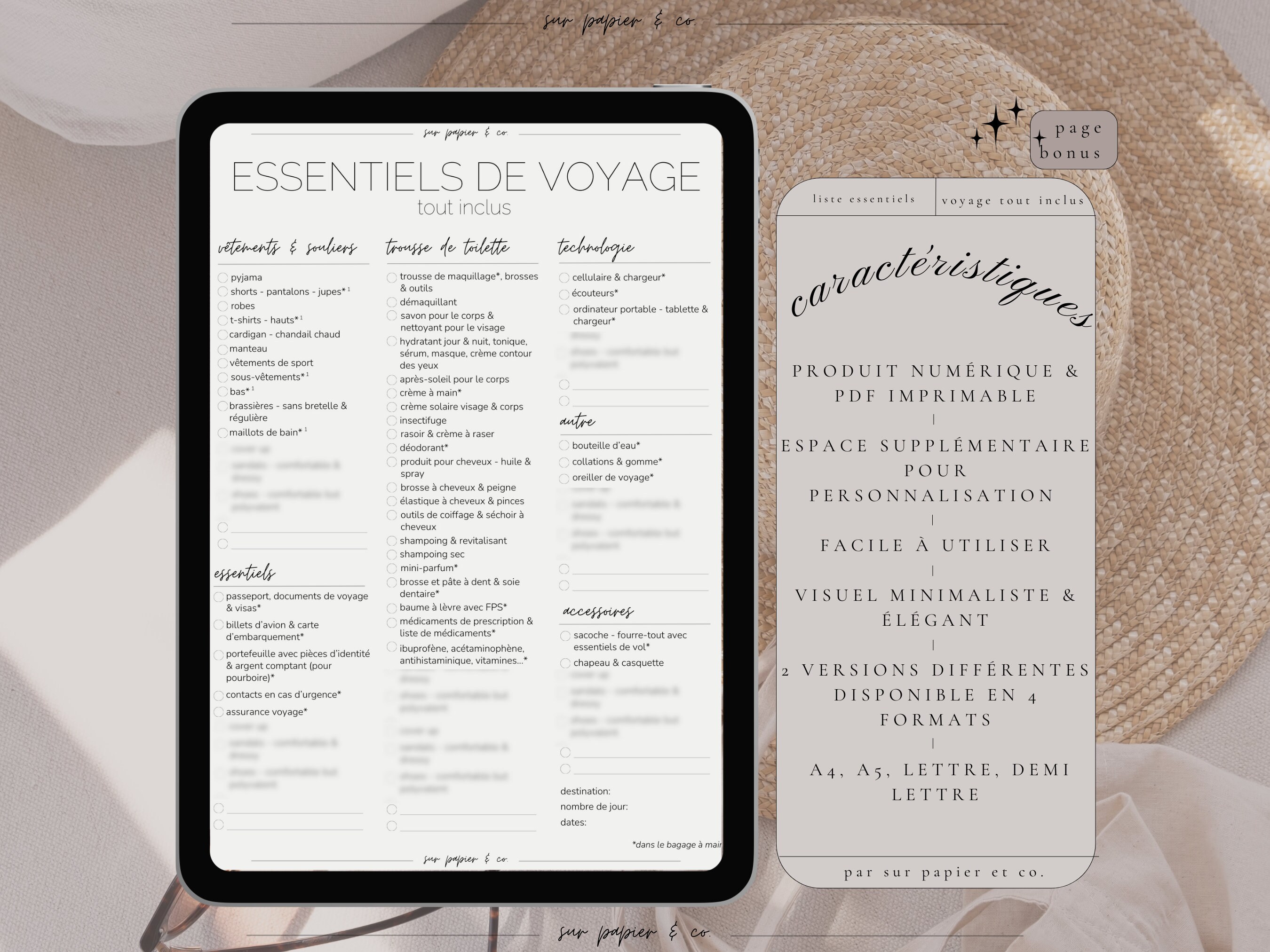 French All Inclusive Travel Packing Checklist for Vacation Editable ...