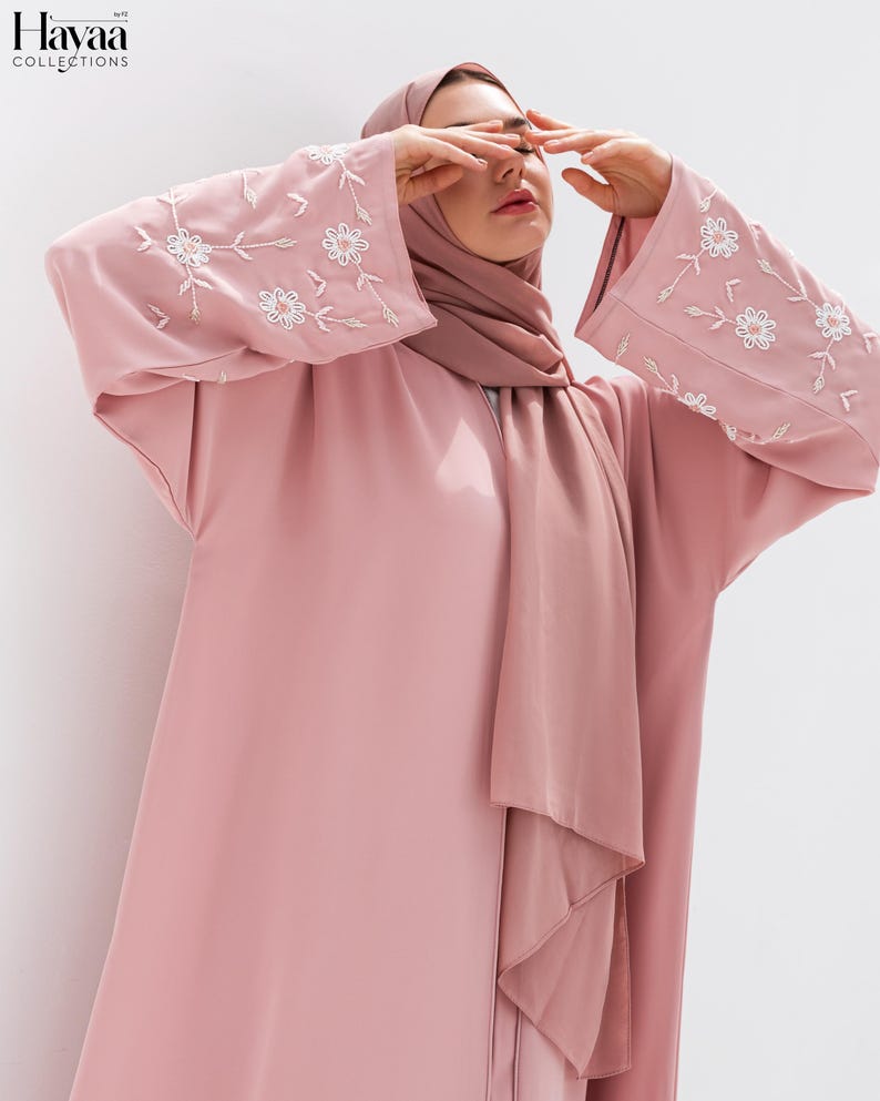 Maysa Pink Embroidered Dubai Abaya for Women - Etsy