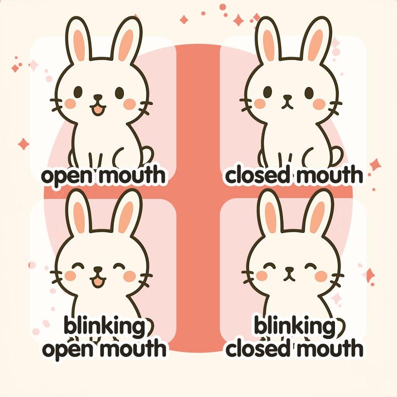 Chibi Bunny Pngtuber Model: Kawaii Light Rabbit Streaming Avatar Twitch ...