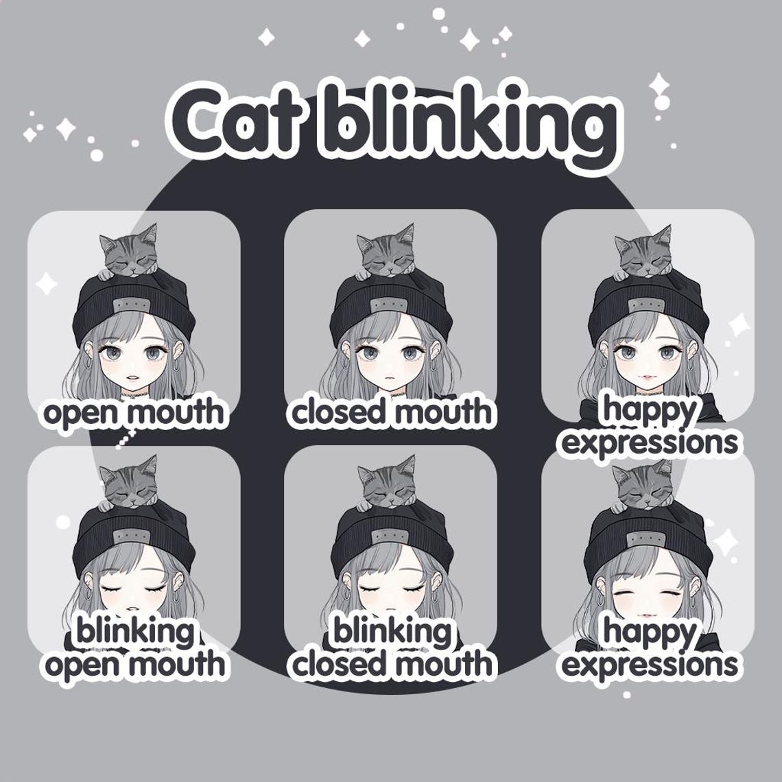 Chibi Grey Catgirl Pngtuber Model: Kawaii Anime Streaming Avatar With ...