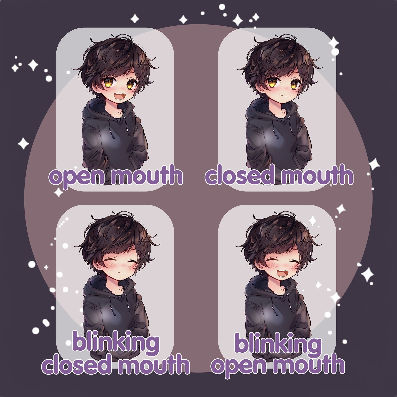 Cute Chibi Male Pngtuber Model | Kawaii Chibi Boy Guy Avatar | Ready ...