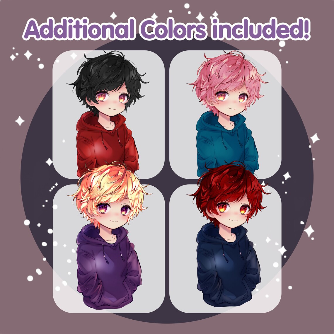 Cute Chibi Male Pngtuber Model | Kawaii Chibi Boy Guy Avatar | Ready ...