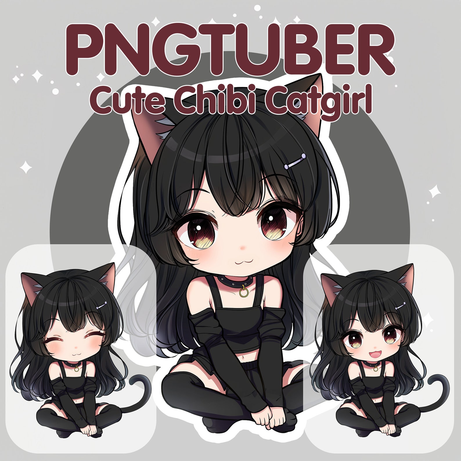 Chibi Catgirl Pngtuber Model: Premade Kawaii Kitty Streaming Avatar ...