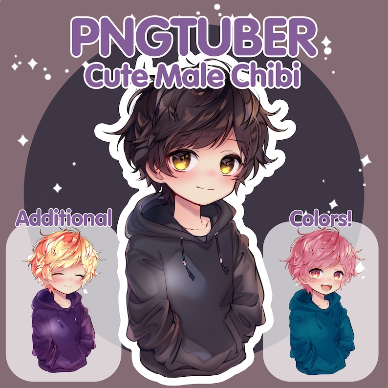 Cute Chibi Male Pngtuber Model | Kawaii Chibi Boy Guy Avatar | Ready ...