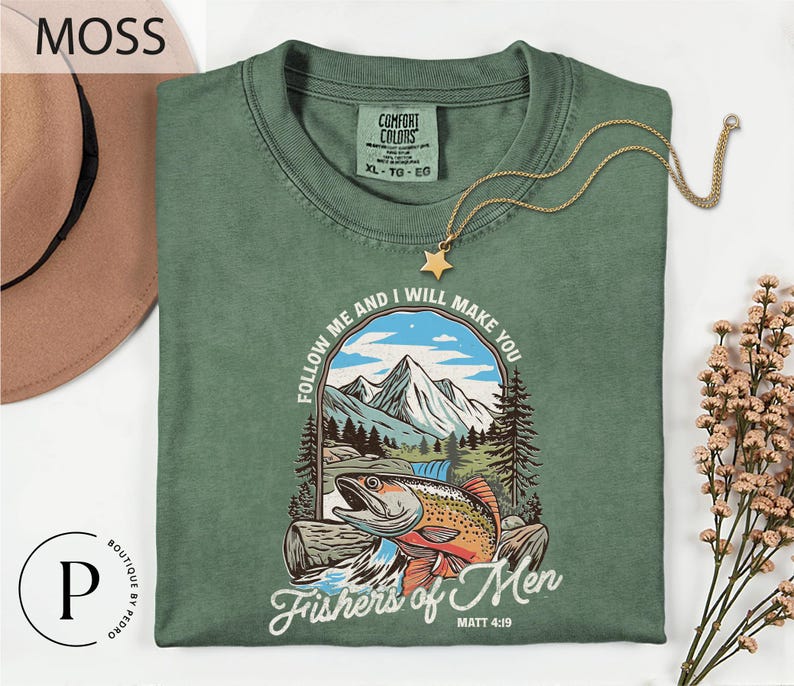 Christian Fishing T-shirt, Fishers of Men Top, Outdoors Faith ...