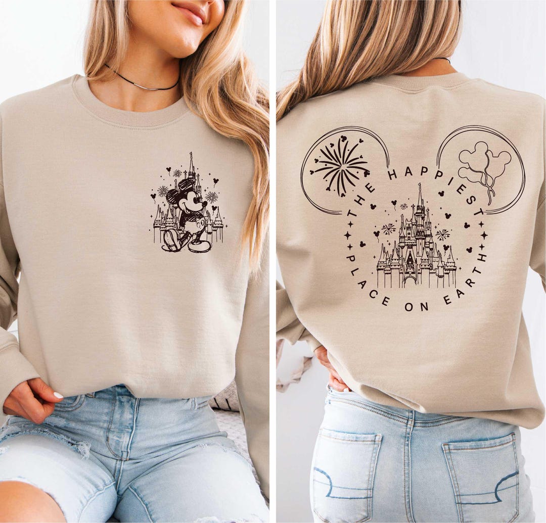 Disney Mickey Mouse Sketch Portrait Classic Pose Shirt, Mickey Front ...