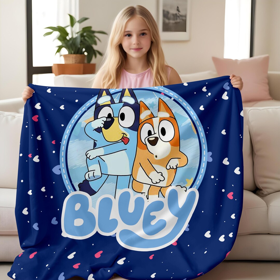 Bluey Custom Baby Blanket Personalized Bluey Blanket Kids Name Blanket ...