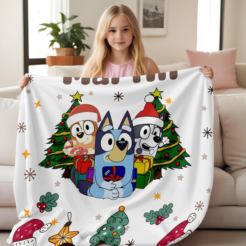Bluey Christmas Baby Blanket,custom Personalized Fleece Blanket for ...