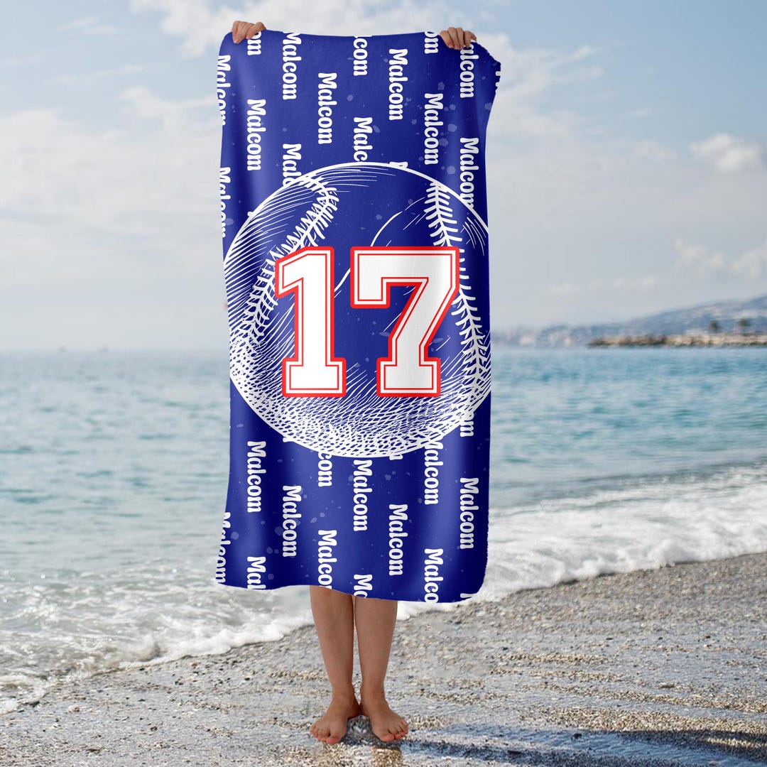 Personalized Baseball Beach Towel,custom Name Sports Towel,summer ...