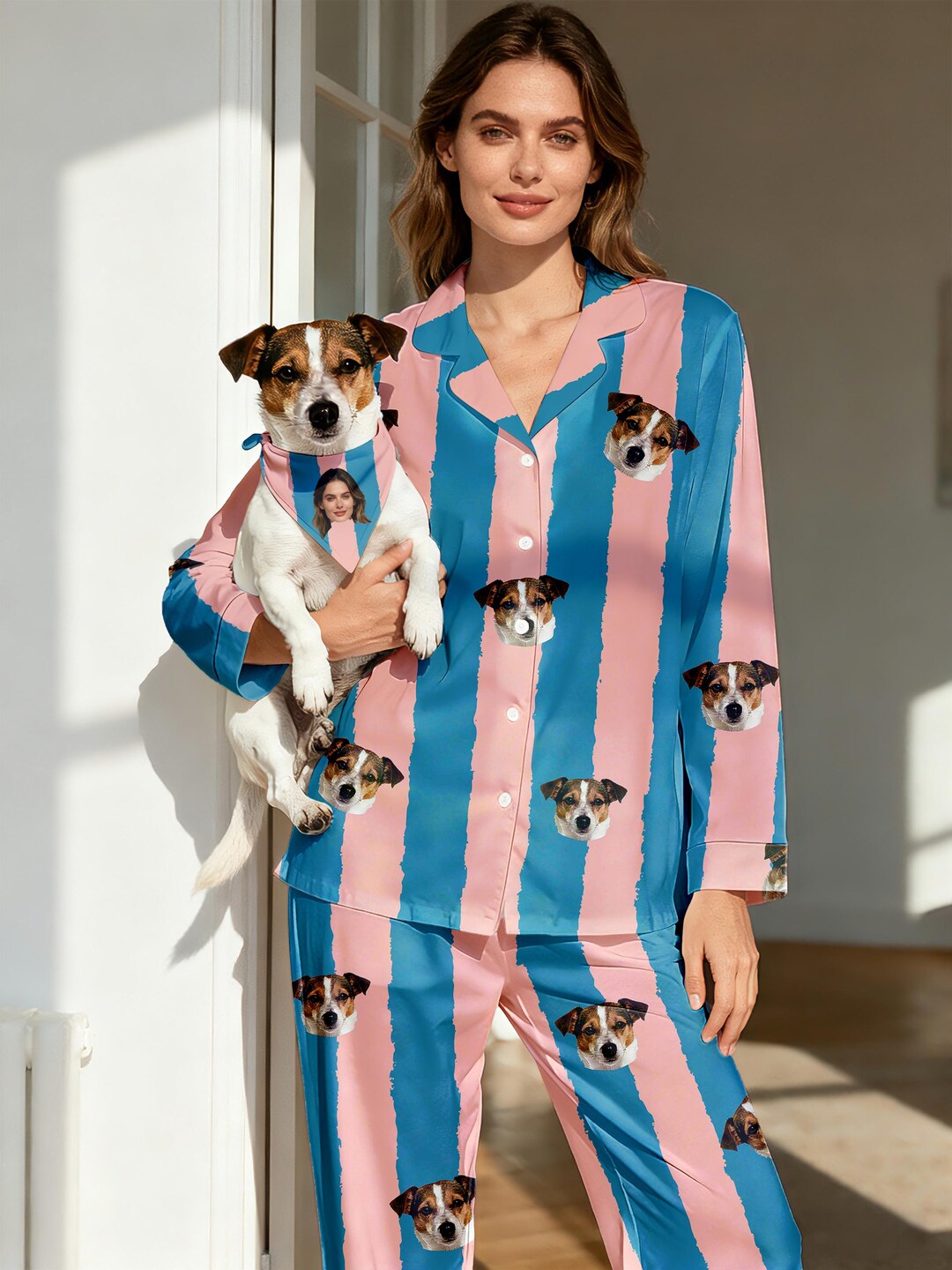 Family Matching Pajama Set,custom Dog Face Pajamas With Matching Pet ...