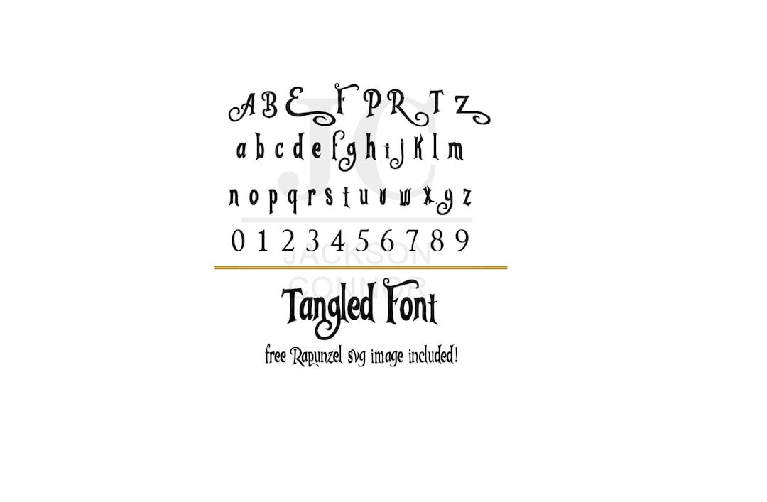 Tangled Font SVG Cut File OTF File for Cricut Design Space Cutting Enchanted Text Canva Letters ...