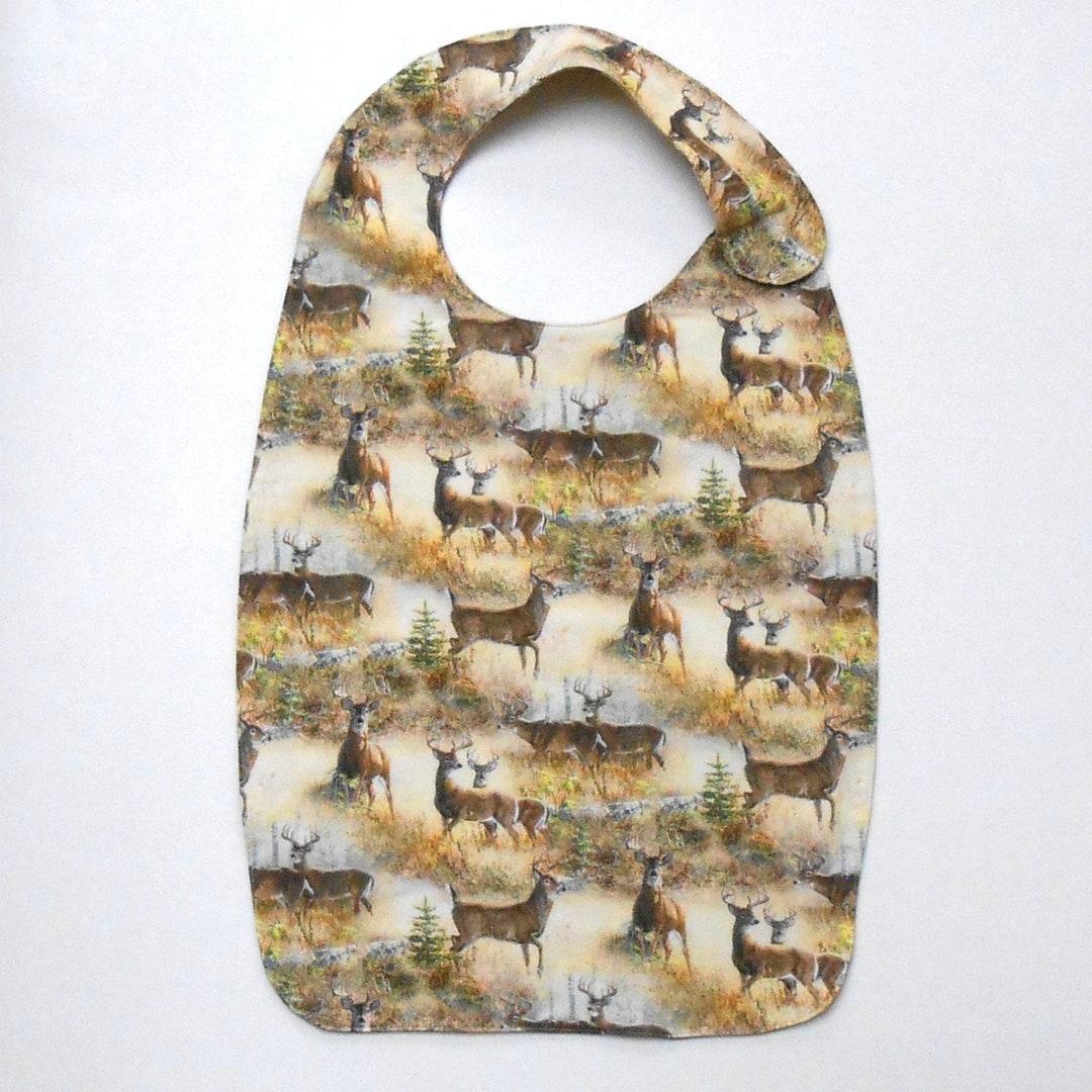 Adult Male Dignity Bib in Tan Deer and Camo Print Reversible - Etsy