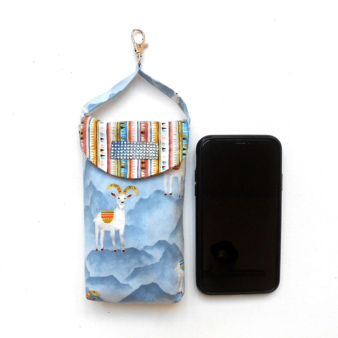 Mountain Goat Phone Pouch With Bling, Swivel Clasp Holder - Etsy