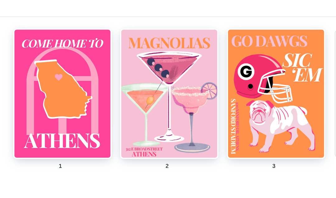 UGA Pink and Orange Dorm Decor Wall Print - Etsy