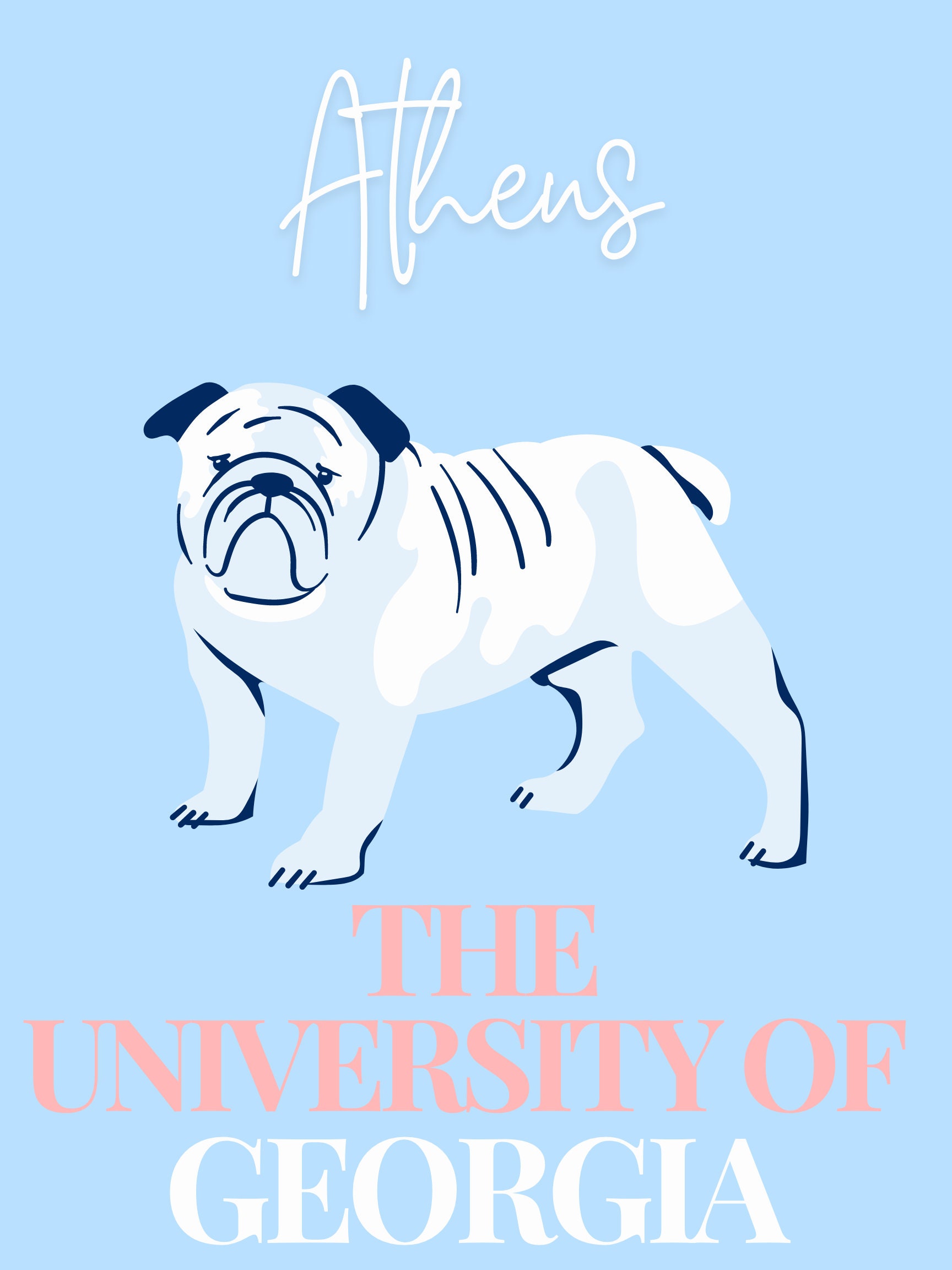 University of Georgia Pink and Blue UGA Dorm Art Print Wall Hanging - Etsy